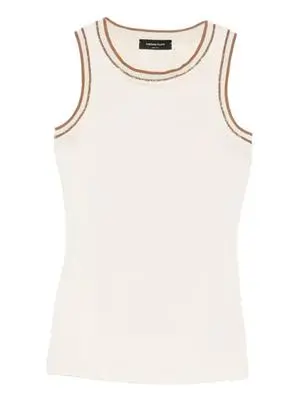 Fabiana Filippi Sleeveless Crewneck Tank Top With Contrast Trim - Neutrals