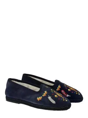 FORTELA Embroidered Suede Ballet Flats - Blue