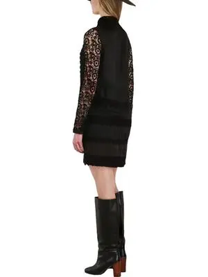 FORTELA Gervaise Crochet Mini Dress - Black