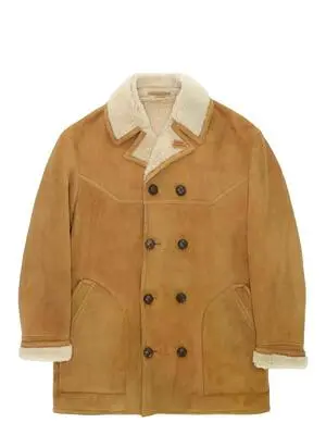 FORTELA Double-breasted Shearling Jacket - Brown