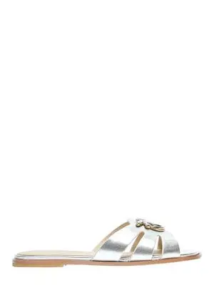 Pinko PINKO Milly Flat Sandals With Silver-Tone Logo Detail Silver