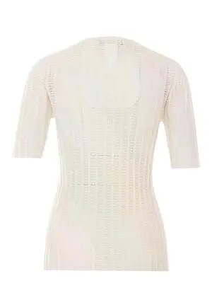 Fabiana Filippi Crew Neck Short Sleeve Knit Top - Neutrals