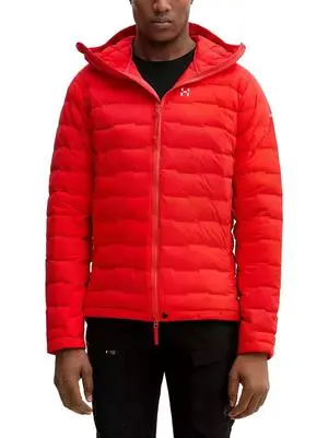 HAGLOFS Hooded Zip Jacket With Quilted Detail - Red