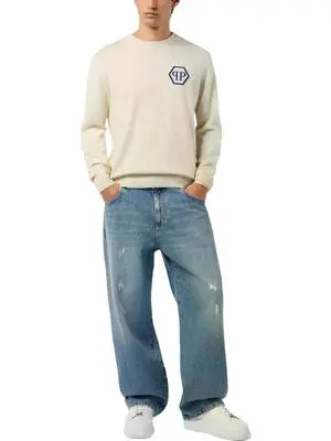 Philipp Plein Jacquard Hexagon Cashmere Knitwear - Neutrals