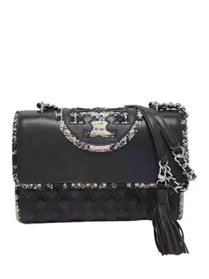 Tory Burch Fleming Leather-quilted Shoulder Bag - Blue