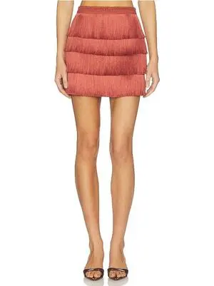 PatBO Amethyst Fringe Skirt - Rust