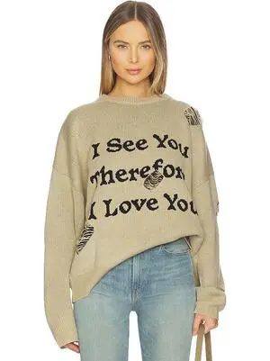 UPRISERS I See You" Jacquard Sweater - Brown
