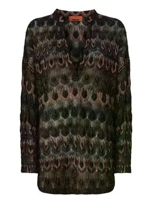 Missoni V-neck Textured Knit Blouse - Black