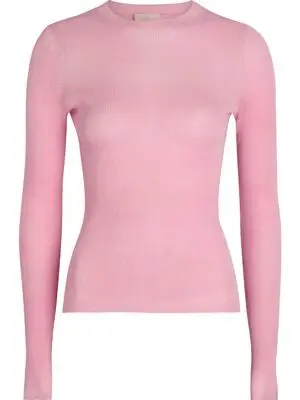 Khaite Khaite Mosi Fine-Knit Silk Top Light Pink