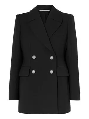 Alessandra Rich Double-breasted Wool Blazer With Peak Lapels - Black