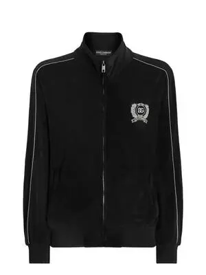Dolce & Gabbana Embroidered Logo Zip-up Sweatshirt - Black