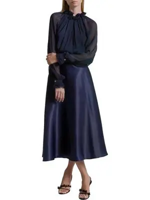 Alberta Ferretti Alberta Ferretti Silk A-Line Skirt Blue