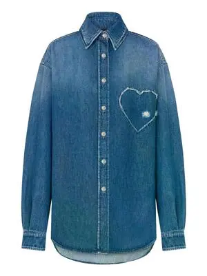 Moschino Heart Detail Long Sleeve Shirt - Blue