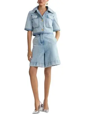 PATOU Cropped Denim Jacket - Blue