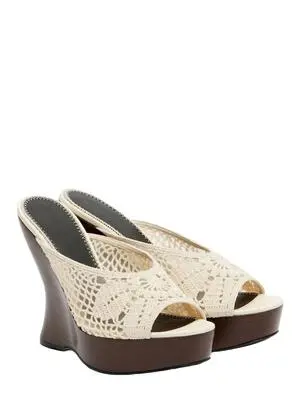 Magda Butrym Crochet Wedge Sandals - White