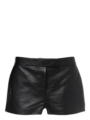 Alex Perry Crocodile Effect Leather Shorts - Black