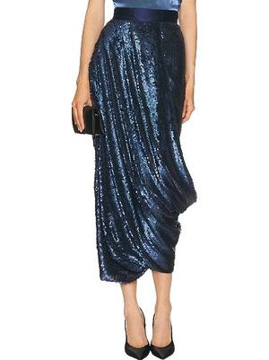 SEV Paillet Draped Skirt - Blue