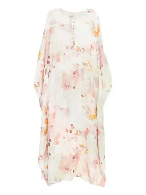BAMBAH Floral Print Kaftan Dress - Neutrals