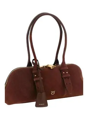 PINKO PINKO Suede Shoulder Bag With Metal Logo Detail