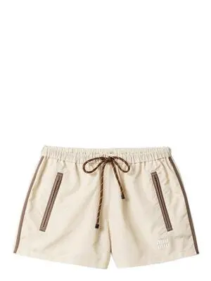 Miu Miu Technical Fabric Drawstring Shorts - Vanilla