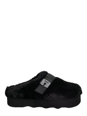 DR. SCHOLL'S SHOES Greta E Mules With Faux Fur Trim - Black