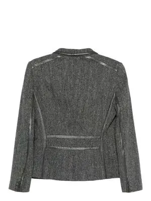 Dolce & Gabbana Lambskin Trimmed Herringbone Jacket - Grey