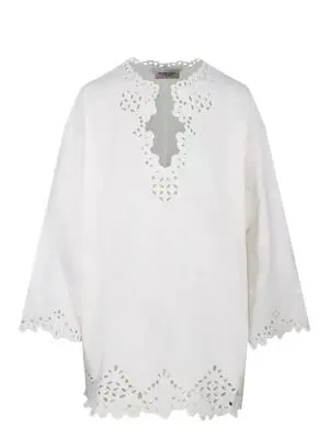 MARANT ETOILE MARANT ÉTOILE Shana V-Neck Top With Scalloped Design Neutrals
