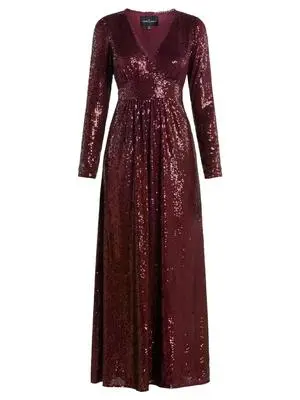 NEEDLE & THREAD Chelsea Sequin V-neck Midi Dress - Red