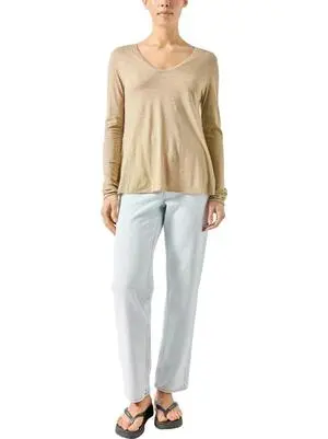 American Vintage American Vintage Jacksonville Long Sleeve V-Neck T-Shirt Neutrals