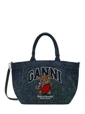 GANNI Small Bear Tote Bag - Blue
