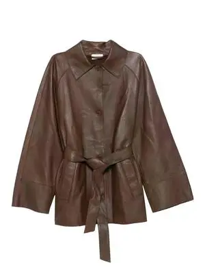 P.a.r.o.s.h Leather Tie-waist Jacket - Brown