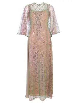 BARUNI Ghaliya Sequin Embellished Bell Sleeve Maxi Dress - Neutrals
