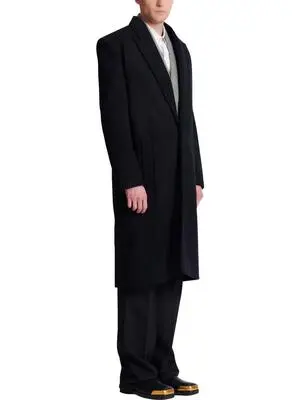 Balmain Single-breasted Wool Coat - Black