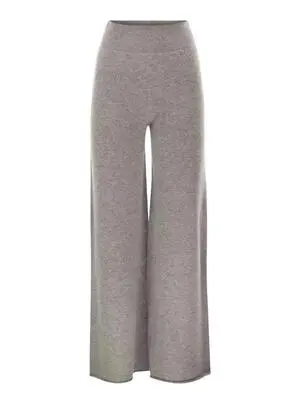 VANISE Cashmere Wide Leg Palazzo Pants - Grey