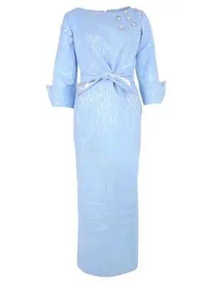 BARUNI Embellished Belted Midi Dress - Blue