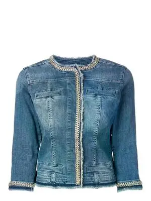 Liu Jo Denim Jacket With Metallic Embellishments - Blue