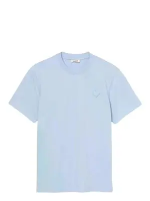 Sandro T-shirt With Heart Patch - Blue