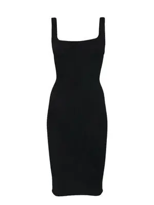 Hunza G Square-neck Midi Dress - Black