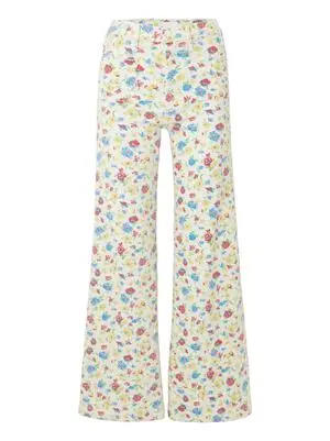 MOTHER Hustler Roller Patch Pocket Floral-print High-rise Bootcut Jeans - Multi