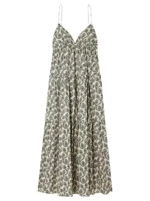 MATTEAU Printed Organic Cotton-Poplin Midi Dress