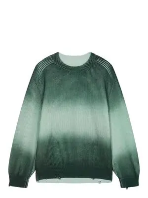 CROQUIS CROQUIS Gradient Effect Distressed Crew Neck Sweater