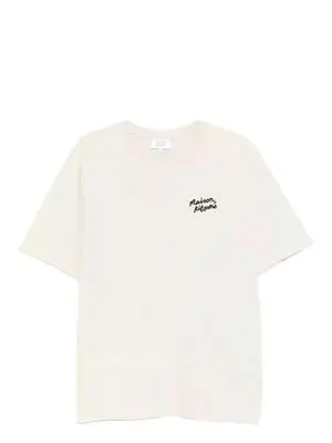 Maison Kitsuné Embroidered-logo T-shirt - Neutrals