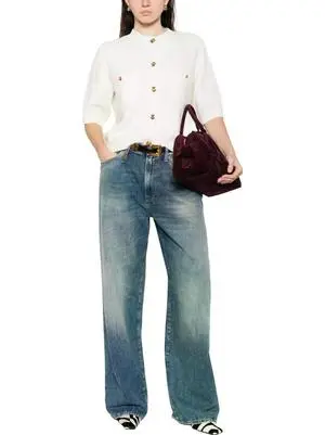 ANINE BING Christa Short-sleeve Cardigan - Neutrals