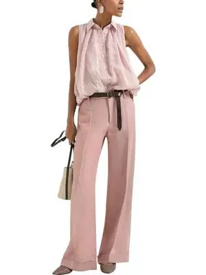 Brunello Cucinelli Striped Sleeveless Shirt - Red
