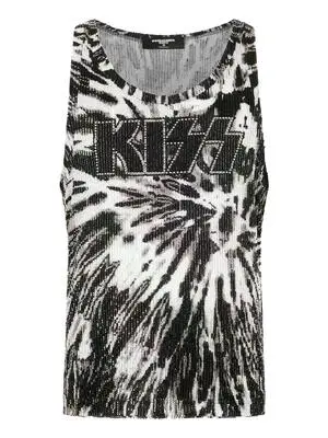 Dsquared2 X Kiss Tie-dye Embellished Tank Top - Black