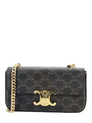 Celine Triomphe Chain Triomphe Coated Canvas Small Shoulder Bag - Brown