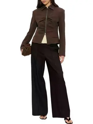 IRO PARIS Ruched Zip-up Jacket - Brown
