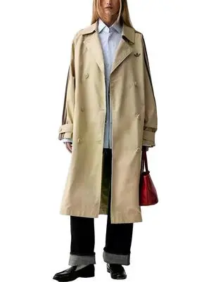 Adidas Belted Stripe Detail Coat - Neutrals