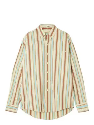 SANDERLAK Embroidered Striped Poplin Shirt - Multi