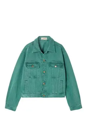 SANDERLAK Pine Wash" Denim Trucker Jacket - Green
